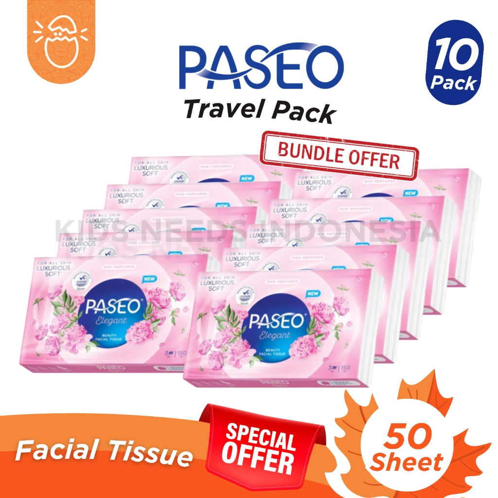 Jual [10 PACK] PASEO 50 Sheets Travel Pack Facial Tissue Wajah 3 Ply | Shopee Indonesia