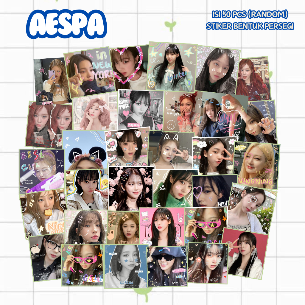 Jual (50 PCS) STICKER DECO AESPA | STIKER PERSEGI AESPA AESTHETIC ...