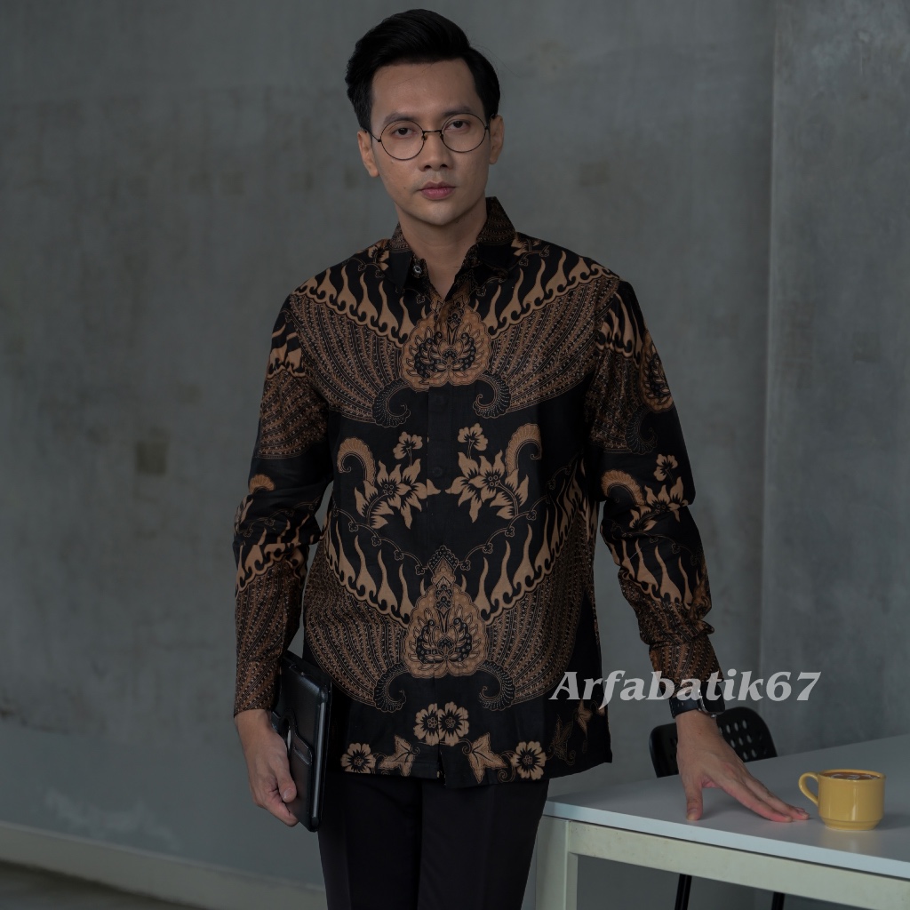 Jual CUCI GUDANG ‼️ BATMAN HITAM Kemeja batik pria lengan panjang katun ...