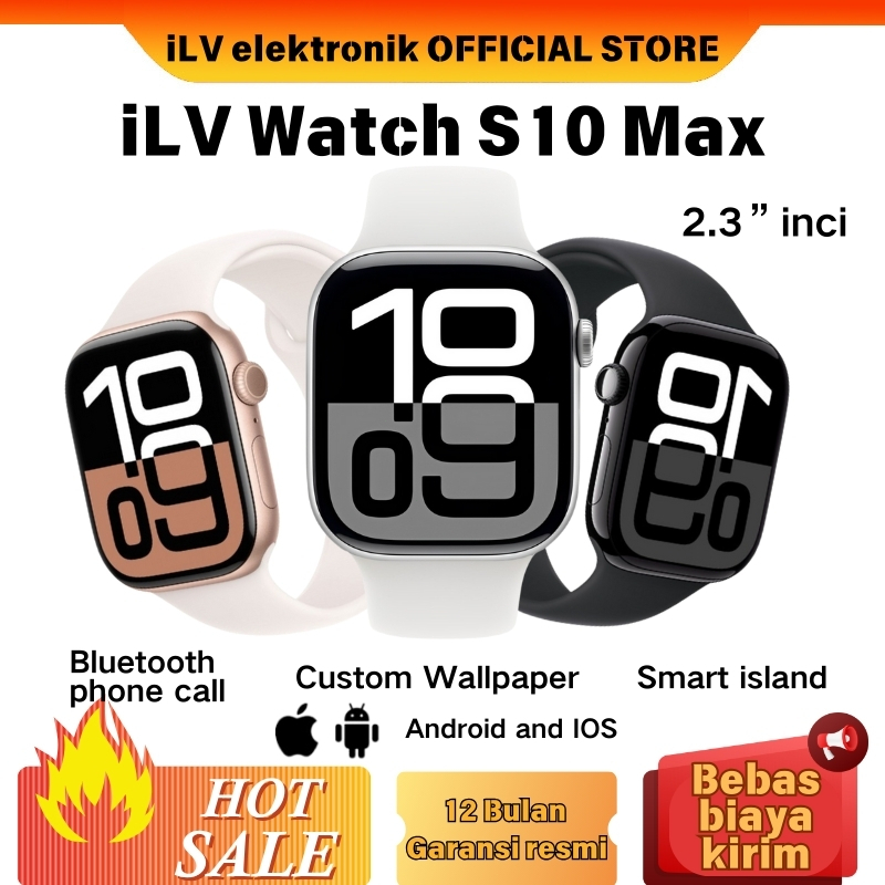 Jual [NEW 2025] iLV Elektronik Series S10 MAX SmartWatch 2.3 inci HD AMOLED Display GPS NFC ...