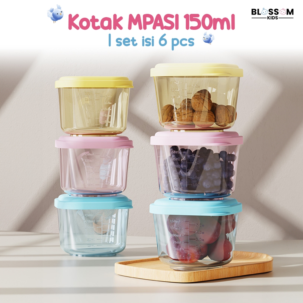 Jual Wadah MPASI Bayi Plastik Foodgrade Kotak MPASI 150ml isi 6pcs 1 ...