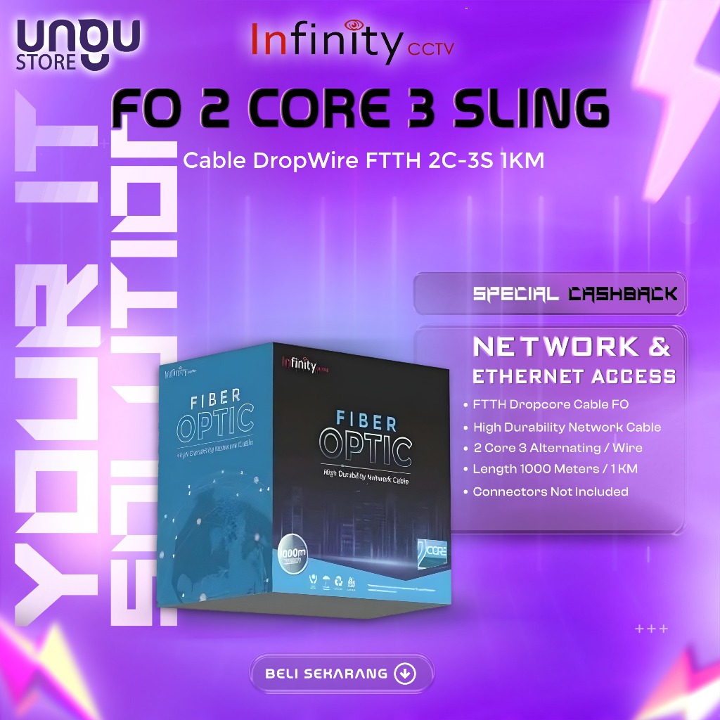 Jual Kabel FO 2 Core INFINITY FTTH Dropcore Infinity 2C 3 Sling 1KM ...
