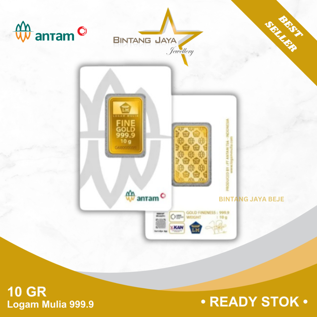 Jual Logam Mulia Emas (LM) ANTAM 10 gr gram Certieye Redmark Press Sertifikat Mas Antam Batangan ...