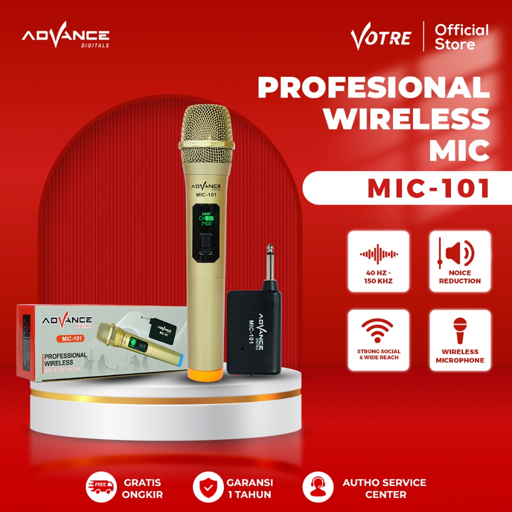 Jual Advance MIC101 Wireless Microphone Karaoke Single Mikropon Nirkabel Portable / Professional ...