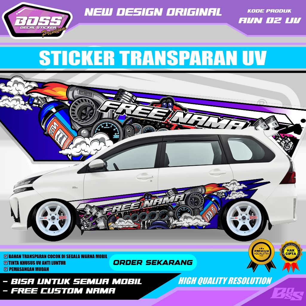 Jual AVN02-STIKER DECAL MOBIL AVANZA SIGRA CALYA INNOVA ERTIGA WULING ...