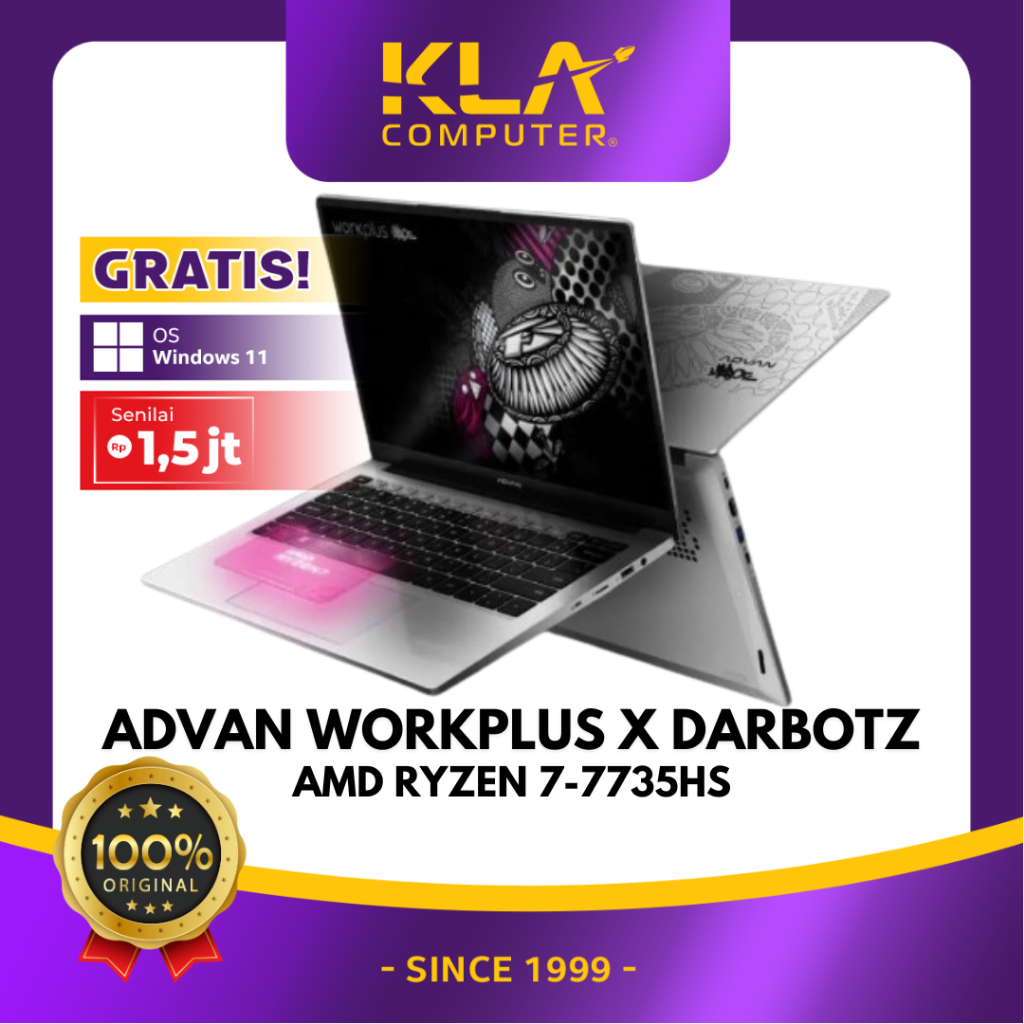 Jual ADVAN X DARBOTZ Laptop Workplus AMD Ryzen 7 7735HS 16GB/512GB 14" FHD IPS Windows 11 ...