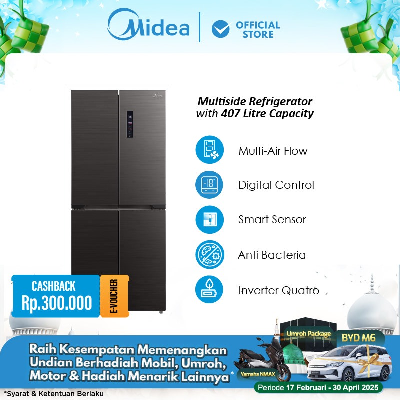 Jual Midea Kulkas Multi-Door 407L - Model MDRF550FGF28ID | Shopee Indonesia