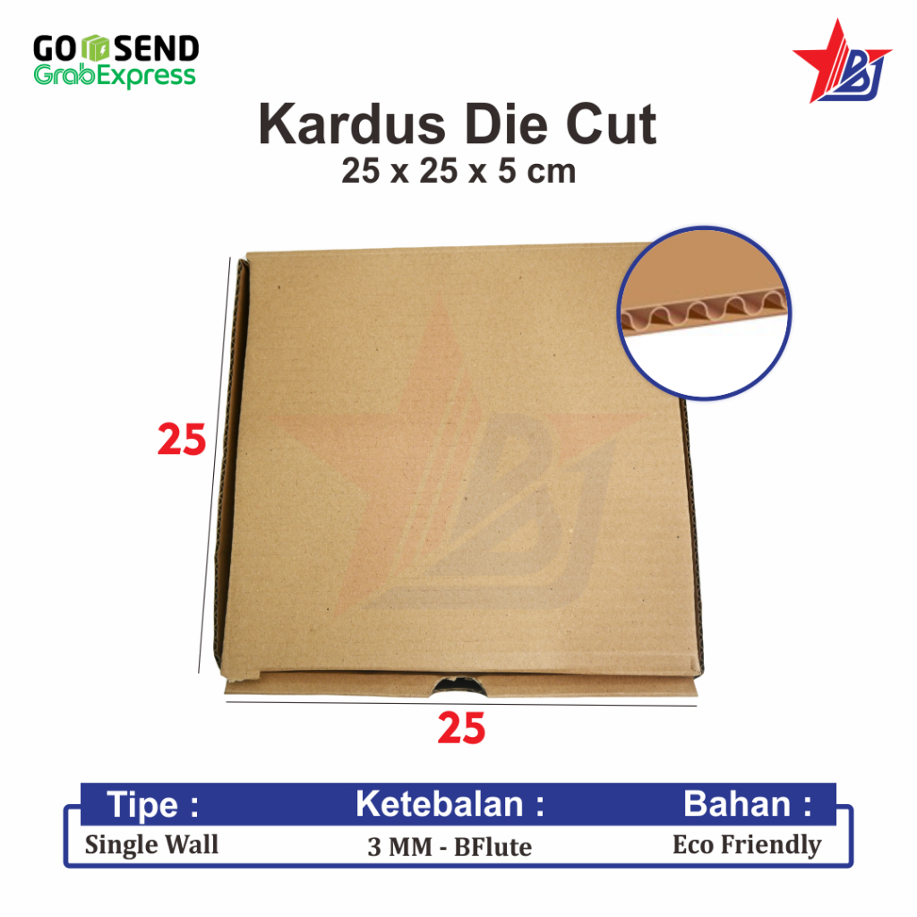 Jual Kardus Corrugated 25 x 25 x 5 cm Die Cut Dus Pizza Dus Hampers ...