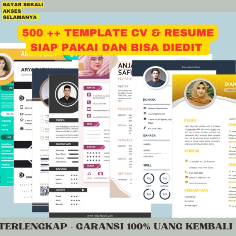 Jual 500+ Template CV Resume Curiculum Vitae Lamaran Kerja Word PPT PSD ...