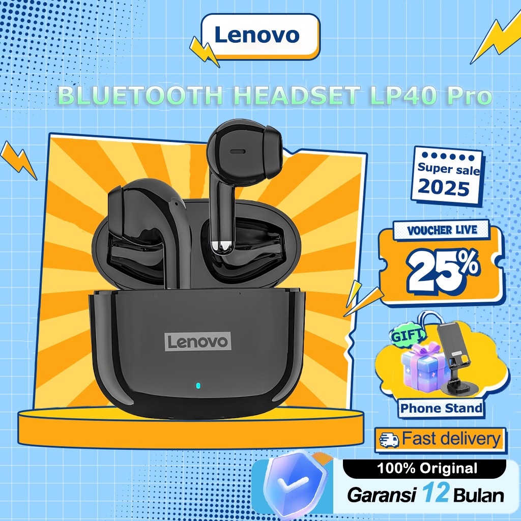 Jual Thinkplus Lenovo LP40 Pro Earphone TWS Gaming Bluetooth 100%ORI Wireless Headphone Warranty ...