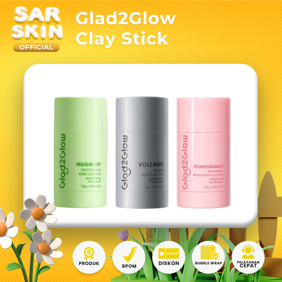 Jual Glad2Glow - Volcano 3D Acid Pore Clay Stick | Pomegranate Niacinamide Brightening Clay ...