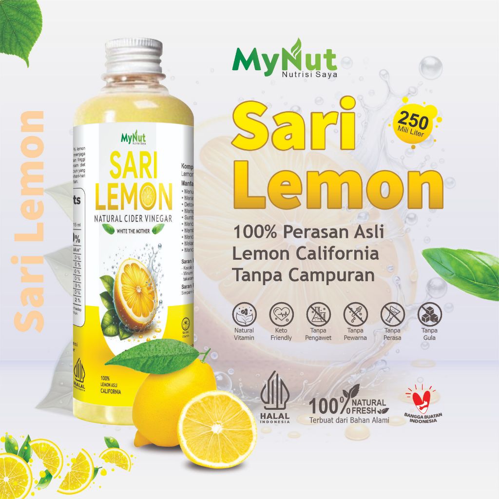 Jual MYNUT SARI LEMON 250 ML FRESH LEMON JUICE 100% ORIGINAL | Shopee Indonesia
