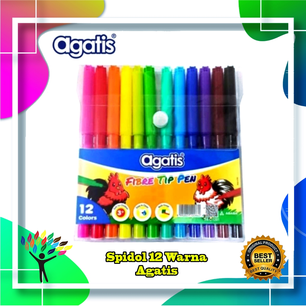 Jual Spidol / Fiber Tip 12 Warna Agatis | Shopee Indonesia