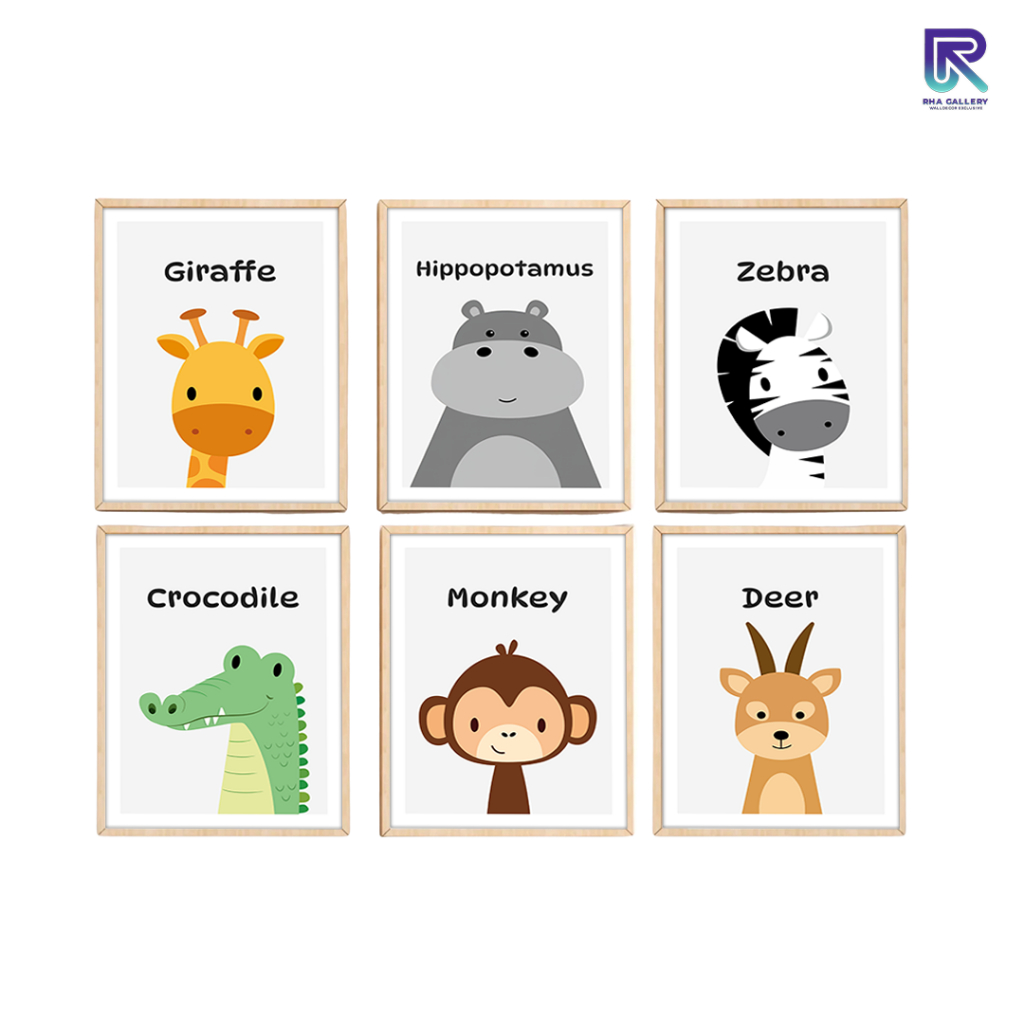 Jual RHA GALLERY Frame Kayu Poster Edukasi Hewan Safari Walldecor ...