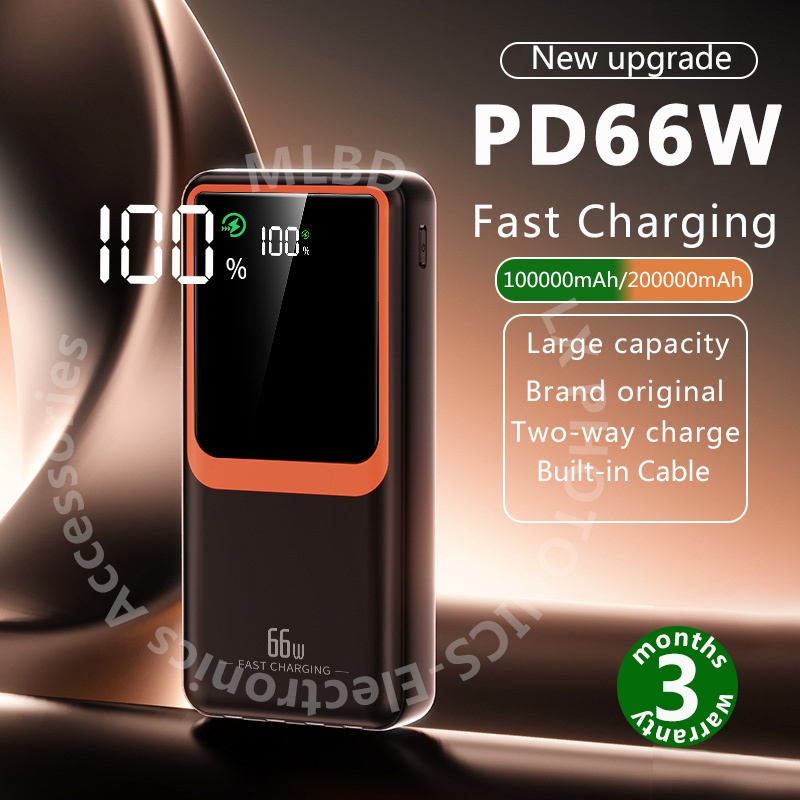 Jual PD66W power bank 50000MAH fast charging Built-in cable original ...