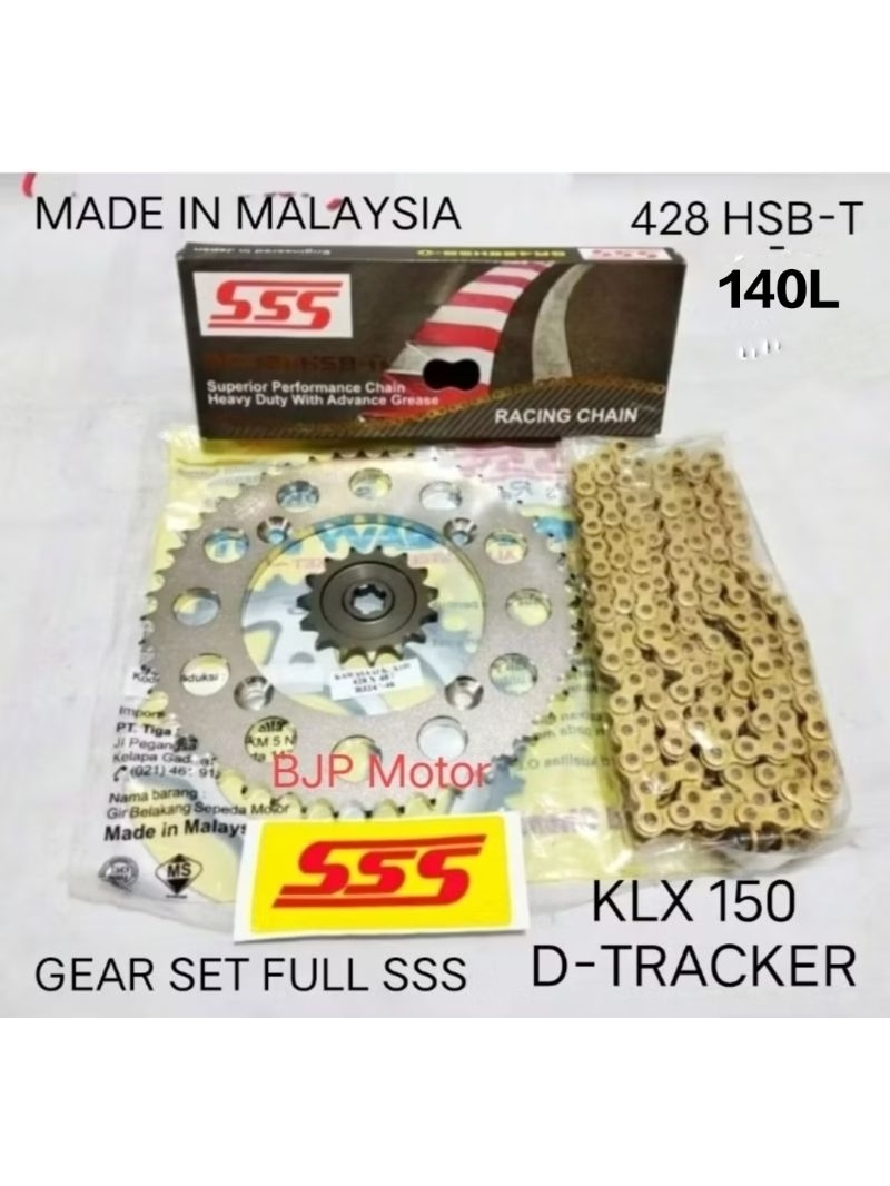 Jual Gear Set FULL SSS 428 KLX 150 / D.TRACKER Paketan Rantai SSS 428 ...