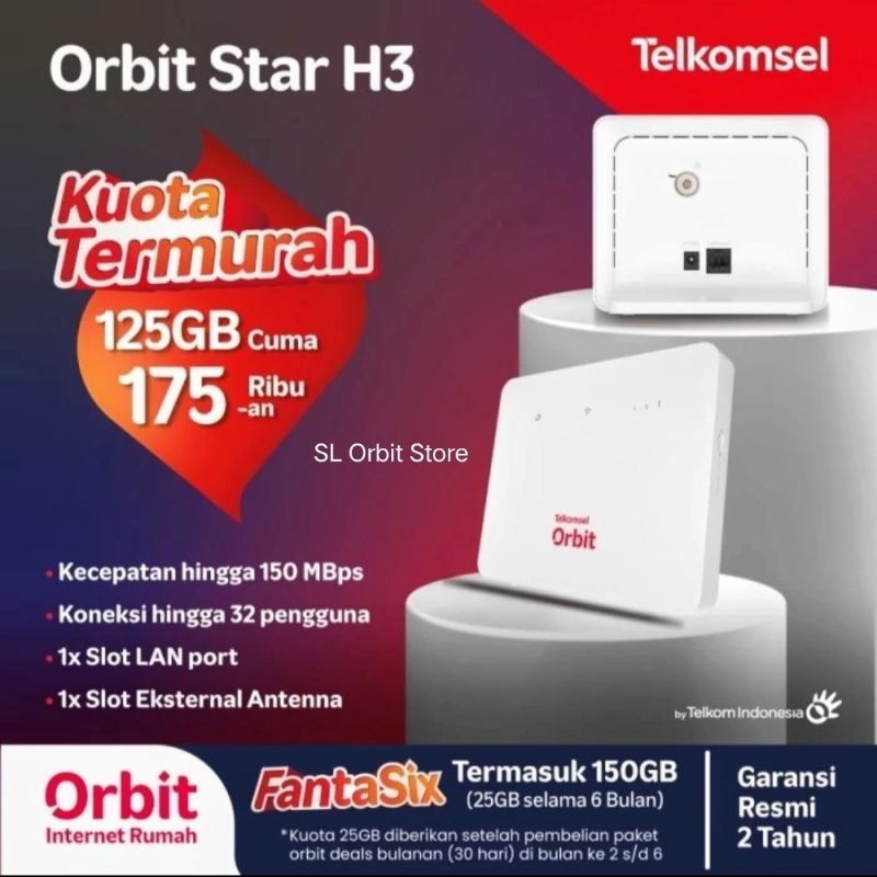 Jual Modem WiFi Router Telkomsel Orbit Star H3 4G LTE Cat4 Huawei Free ...