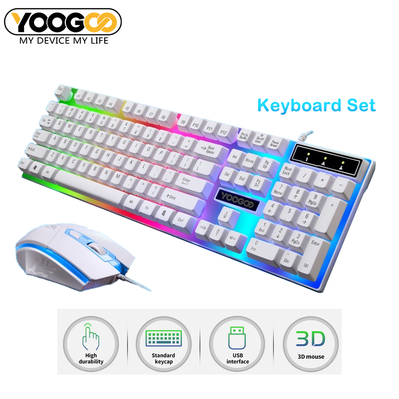 Jual YOOGOO Gaming Keyboard Mouse Set USB Wired Mechanical Keyboard RGB ...