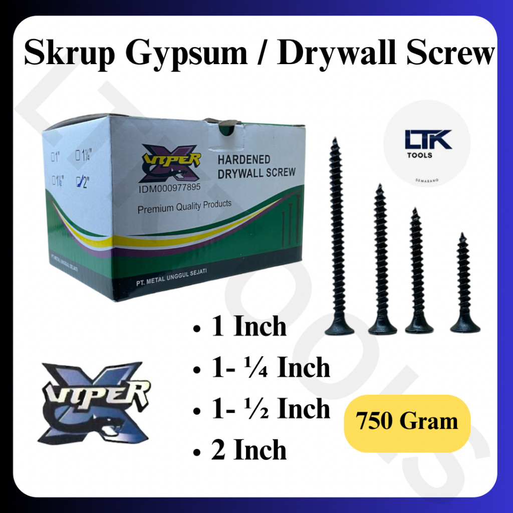 Jual Sekrup Gypsum Baja/ Drywall Screw/ Sekrup Baja Hitam [Merk VIPER ...