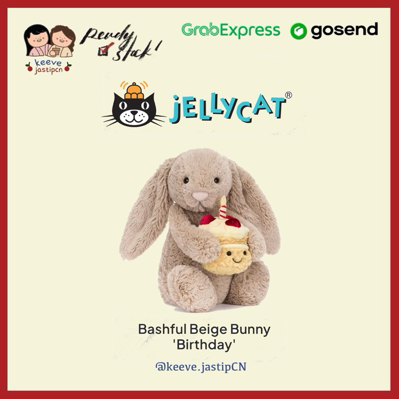 Jual JELLYCAT LONDON ORIGINAL BASHFUL BEIGE BUNNY BIRTHDAY CAKE | Shopee Indonesia