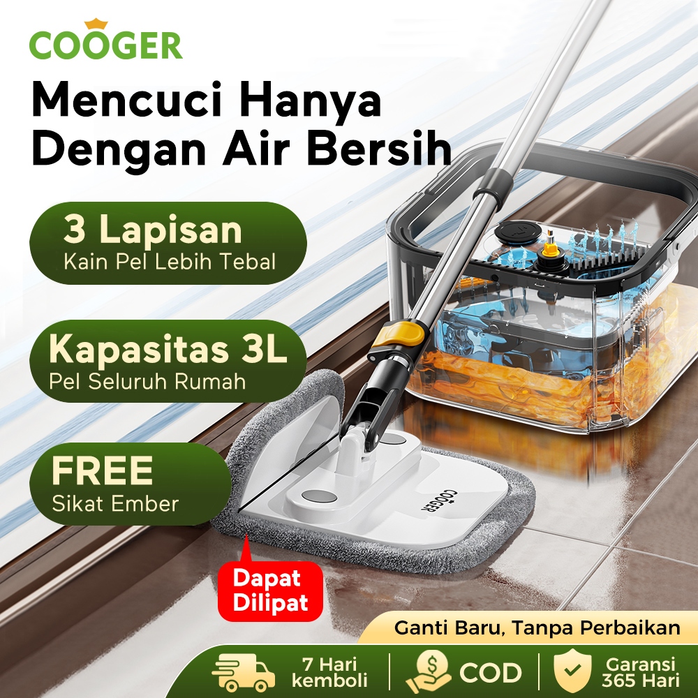 Jual COOGER Alat Pel Lantai Lipat Upgrade Panda Mop 3 Liter Modern ...