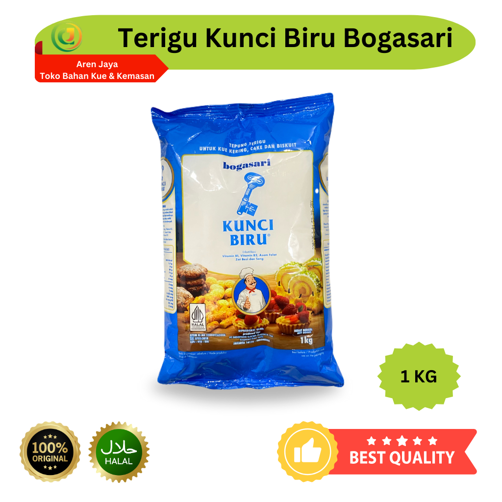 Jual Tepung Terigu Kunci Biru Bogasari Protein Rendah 1 Kg Original ...