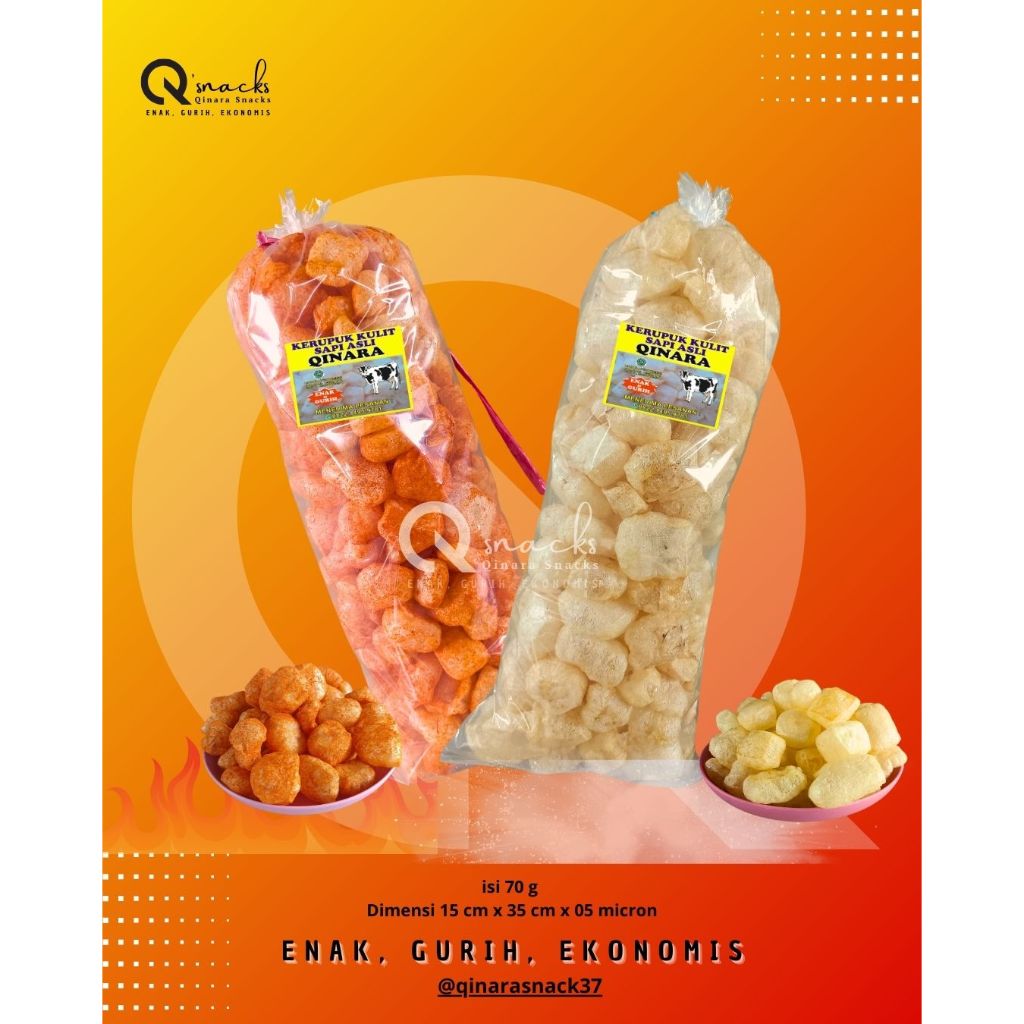 Jual Kerupuk Kulit Sapi Asli Cap QINARA kerupuk rambak kulit sapi 400 g ...