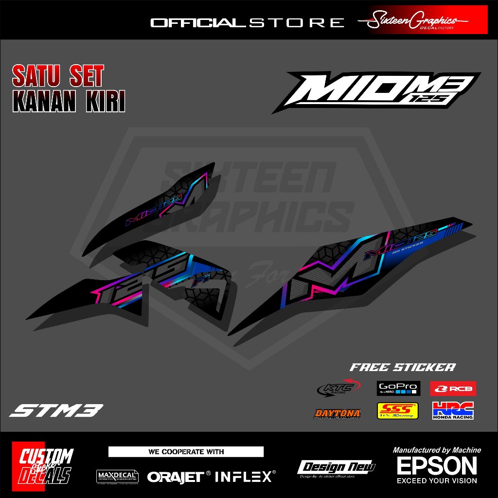 Jual Stiker Mio M3/Z Decal Striping Standar Mio M3/Z Premium Racing STM3 - Stiker Striping Mio ...