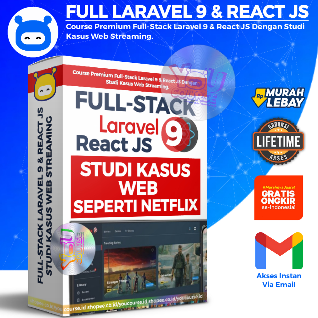 Jual FULL LARAVEL 9 REACT JS - Membuat web streaming dengan Studi Kasus | Shopee Indonesia