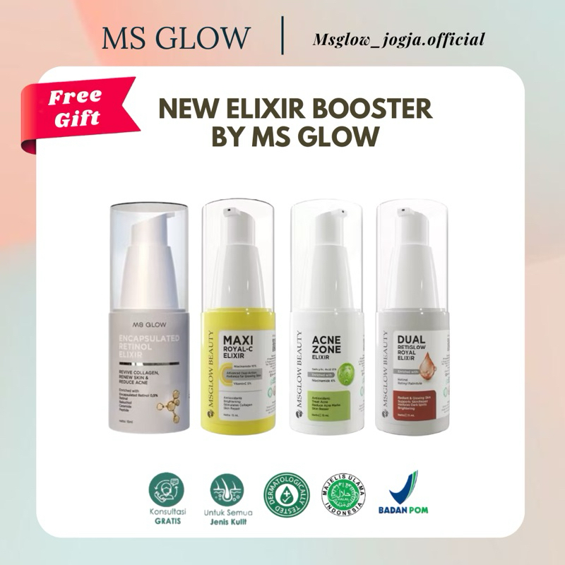 Jual Ms Glow Elixir Booster Retinol / Maxi Royal C / Acne Zone / Dual ...