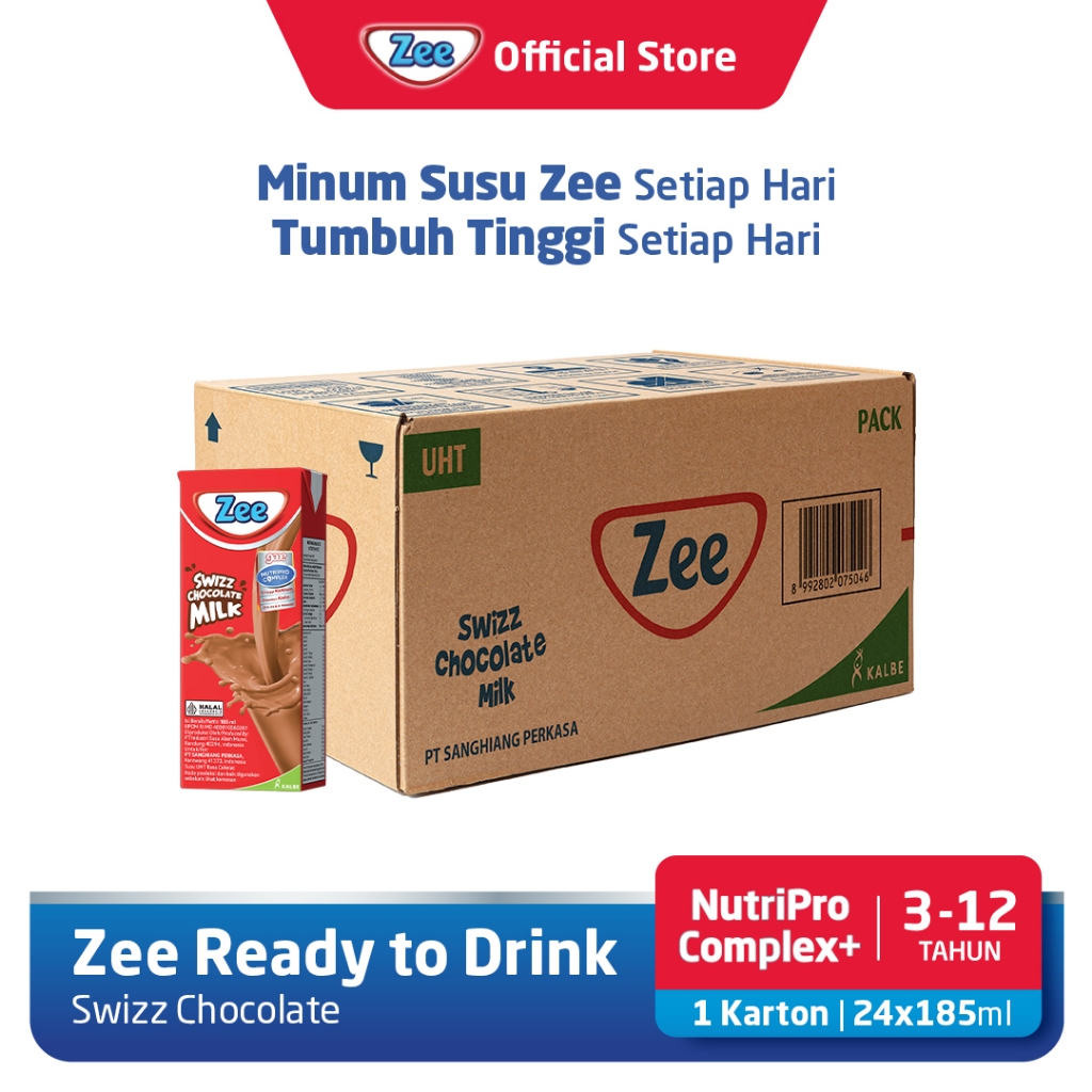 Jual Carton Box Zee UHT Swizz Chocolate Milk 185ml - Susu Tumbuh Tinggi ...
