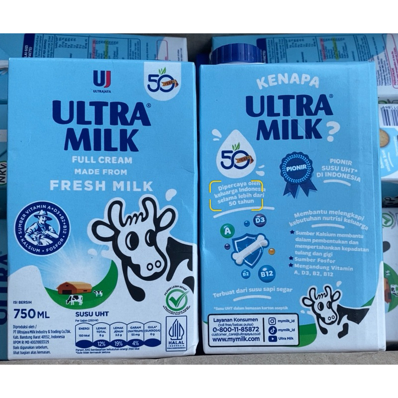 Jual Susu UHT Ultra Milk Full Cream 750 ml | Shopee Indonesia
