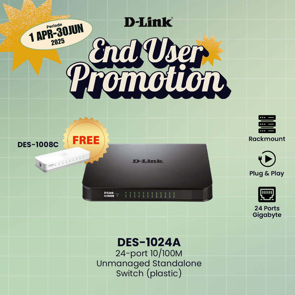 Jual Dlink DES-1024A Switch 24 port 100Mbps Plastik Case DES1024A ...