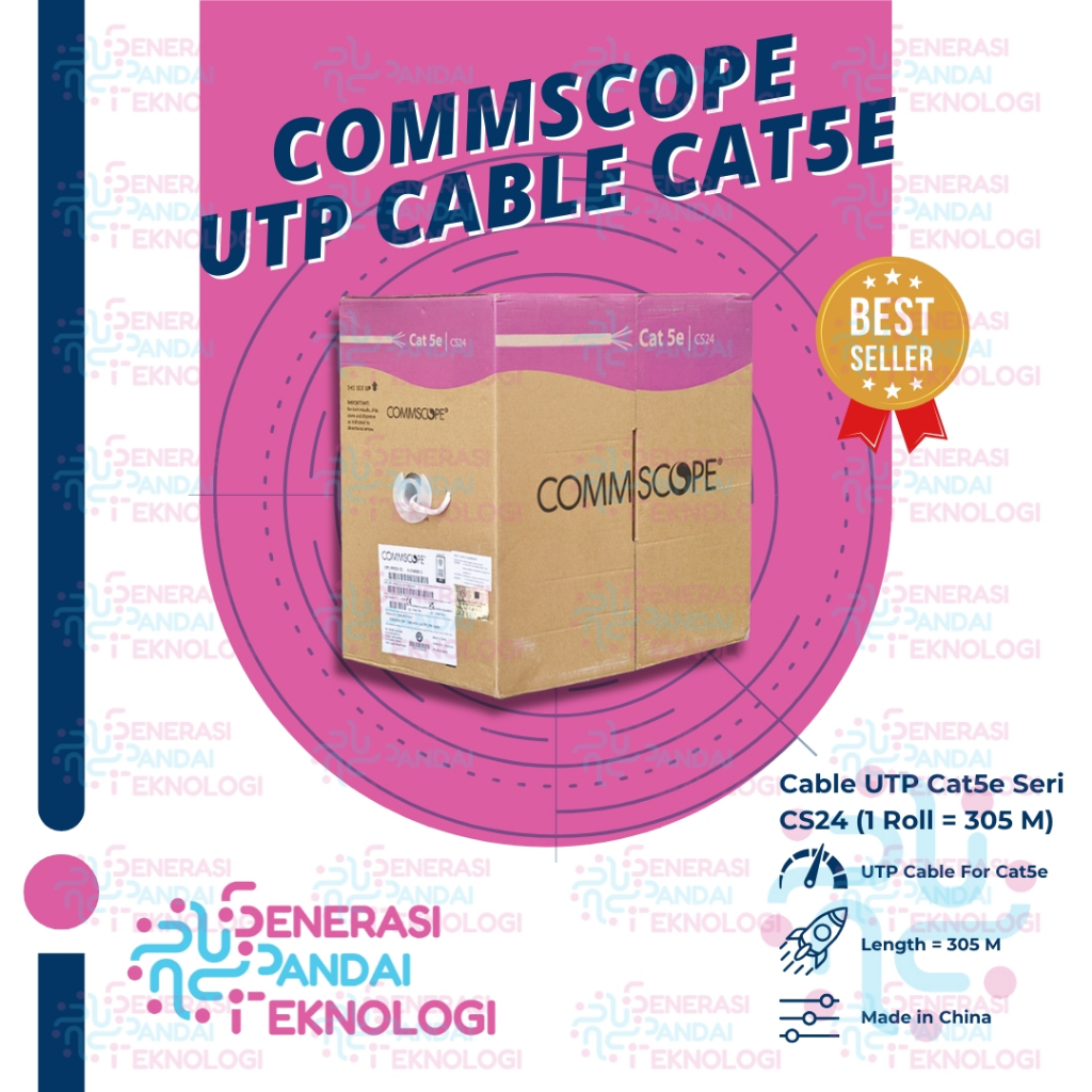 Jual AMP / COMMSCOPE LAN CABLE UTP CAT5E ORIGINAL (1 ROLL) | Shopee ...