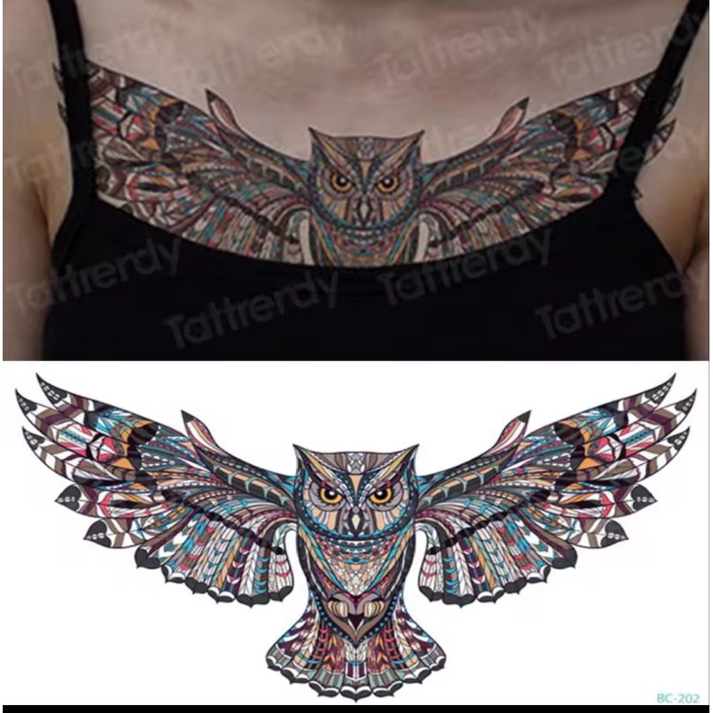 Jual tatto temporer burung hantu full dada bagus buat poto | Shopee ...