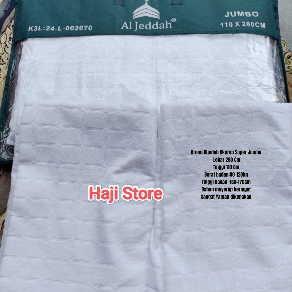 Jual Kain ihram pria premium ukuran jumbo dan super 100% Merk Aljedah ...