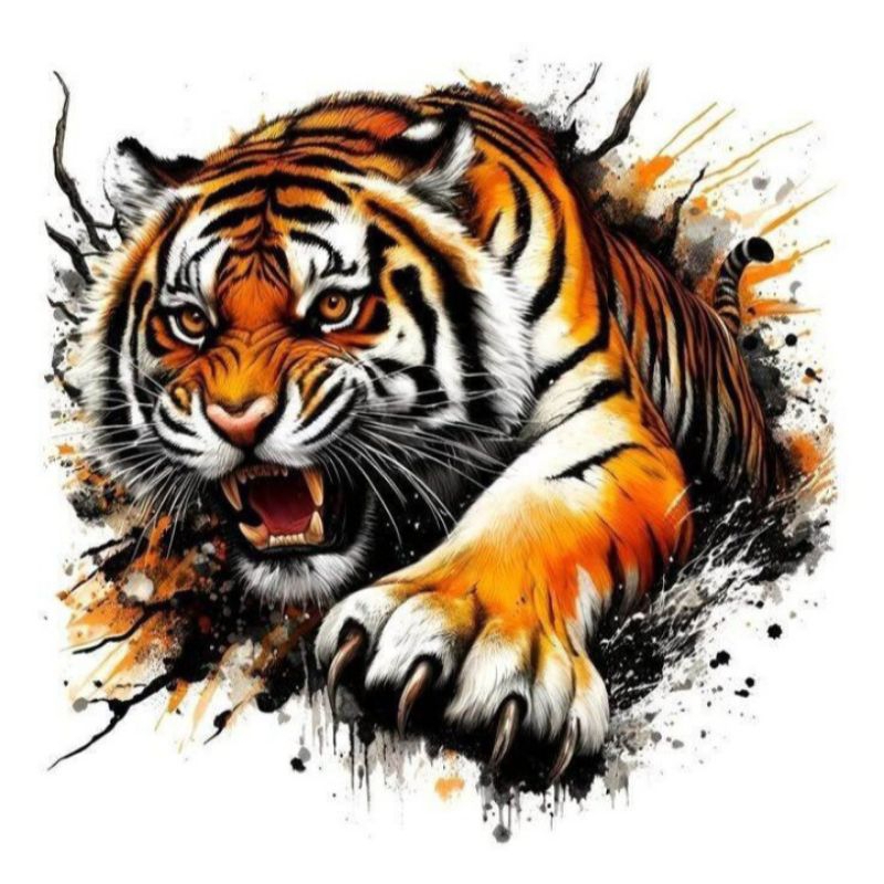 Jual stiker 3D harimau keren, stiker print, sudah cuting, anti air ...
