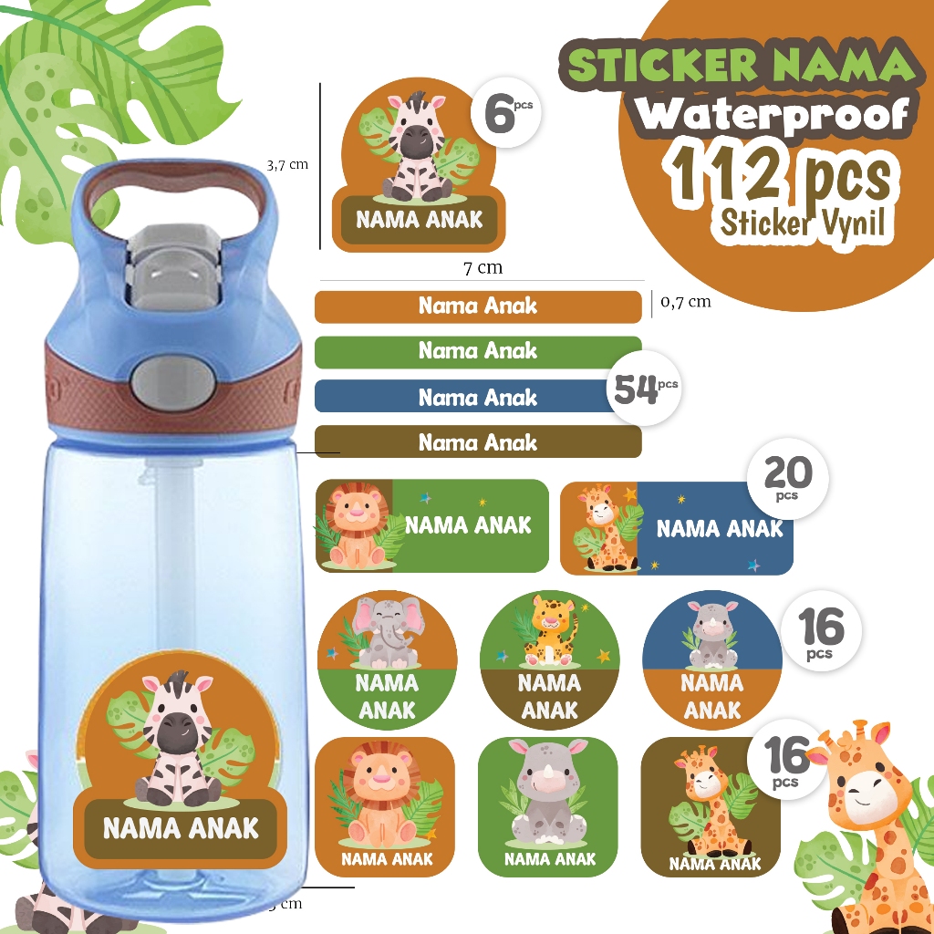 Jual Sticker custom nama waterproof anti air ukuran random untuk anak ...