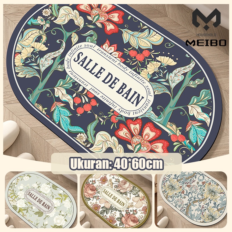 Jual keset Bentuk Oval Keset Motif Bunga / Keset Kamar Mandi Serap Air ...