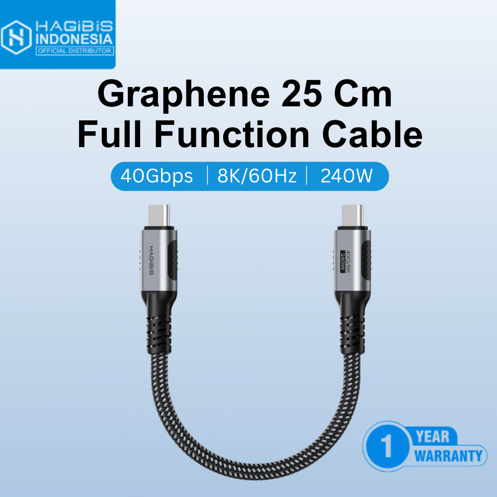 Jual Hagibis 25 Cm Cable 40Gbps USB C to USB C Cable 240W 8K@60Hz ...