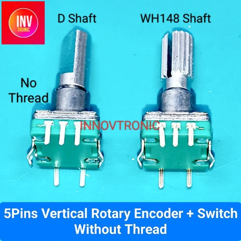 Jual 5Pins Vertical No Thread Green Rotary Encoder Digital Potentio ...