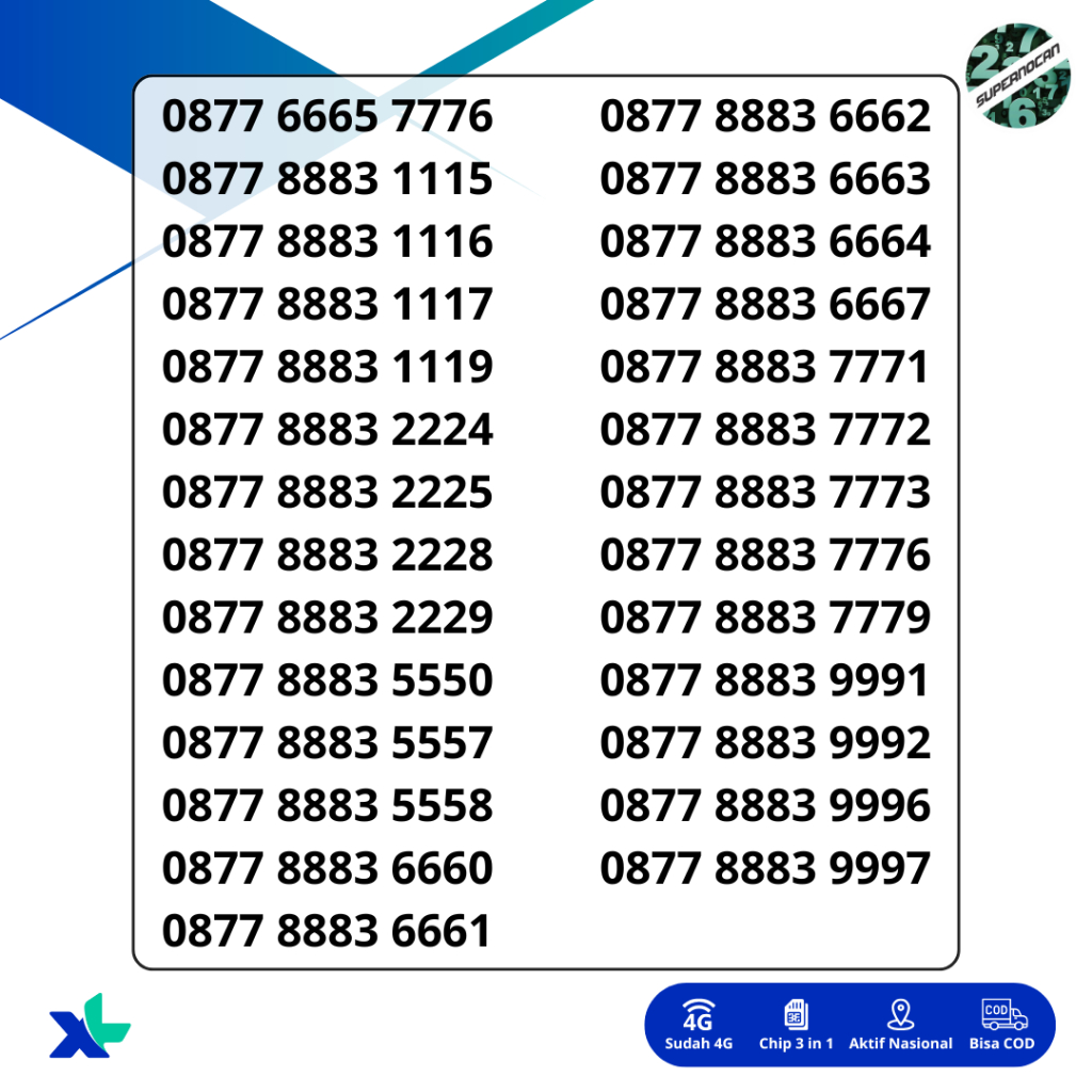 Jual Nomor Cantik XL DOUBLE TRIPLE 666 888 - 4G Ready | Shopee Indonesia