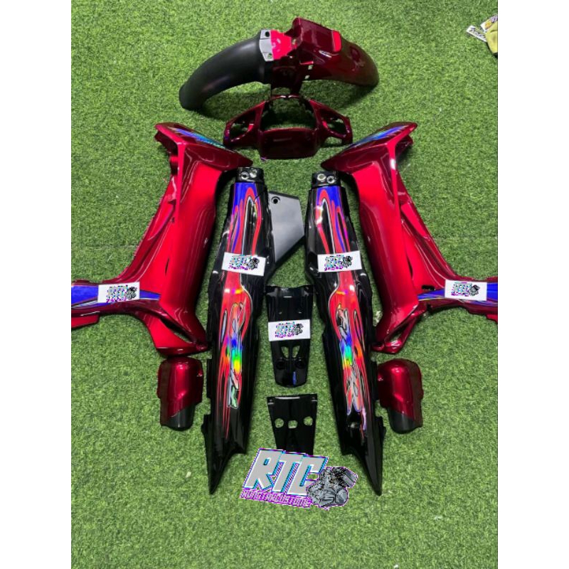 Jual full set body halus fiz r f1zr merah maron hitam set striping api ...