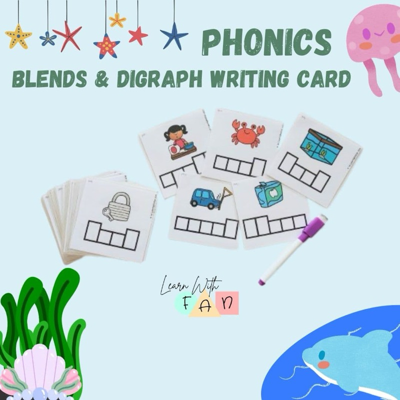 Jual LearnWithFan • Phonics Blends and Digraph Writing Card | Shopee ...