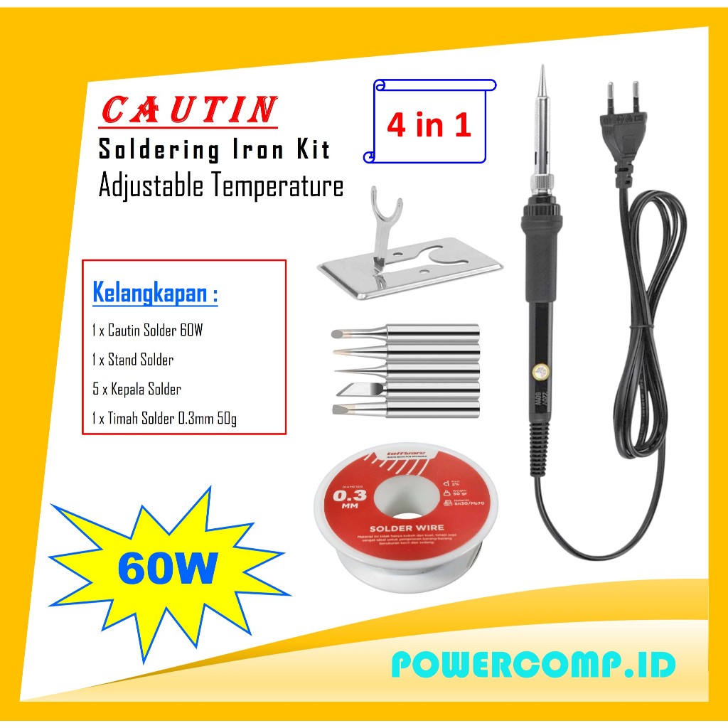 Jual CAUTIN 60W Soldering Iron! 220V 60W Soldering Iron Kit Adjustable ...