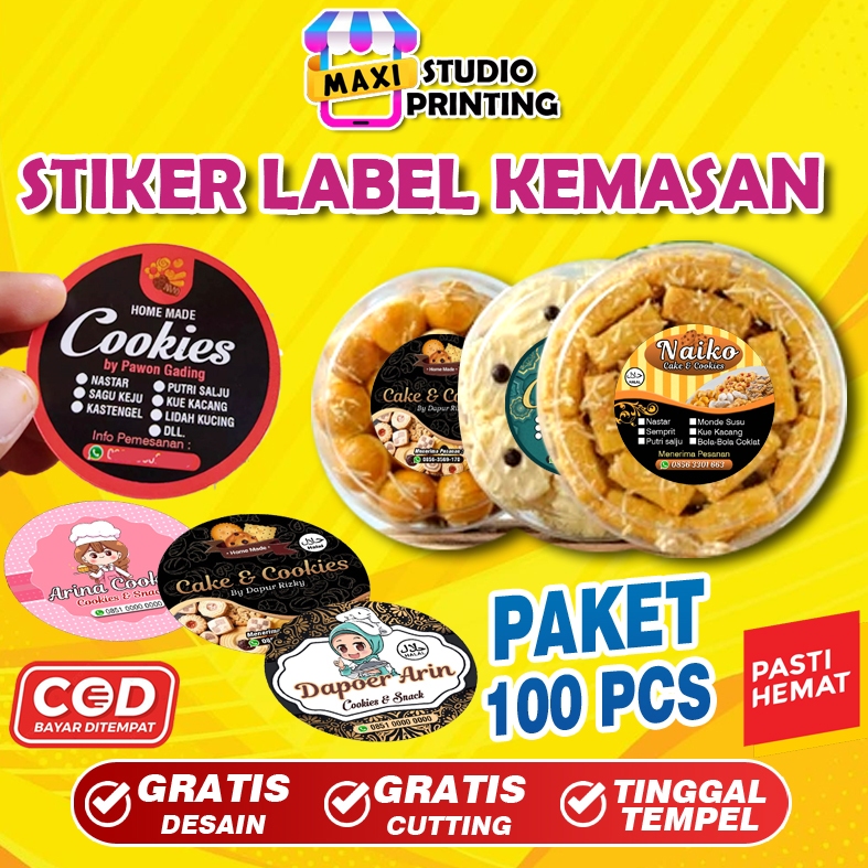 Jual Sticker Custom untuk Toples Camilan Kue Kering Snack Bentuk Bulat ...