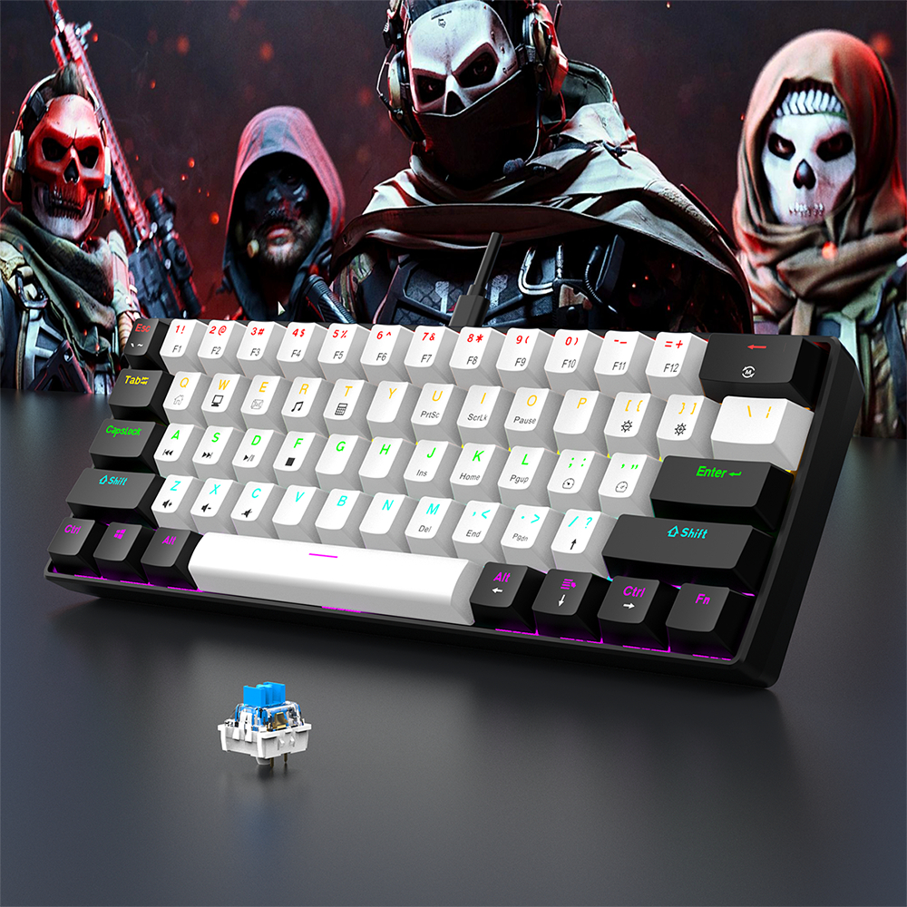 Jual Keyboard Gaming Mekanikal Kabel RGB Design Light 61 Key Compact ...
