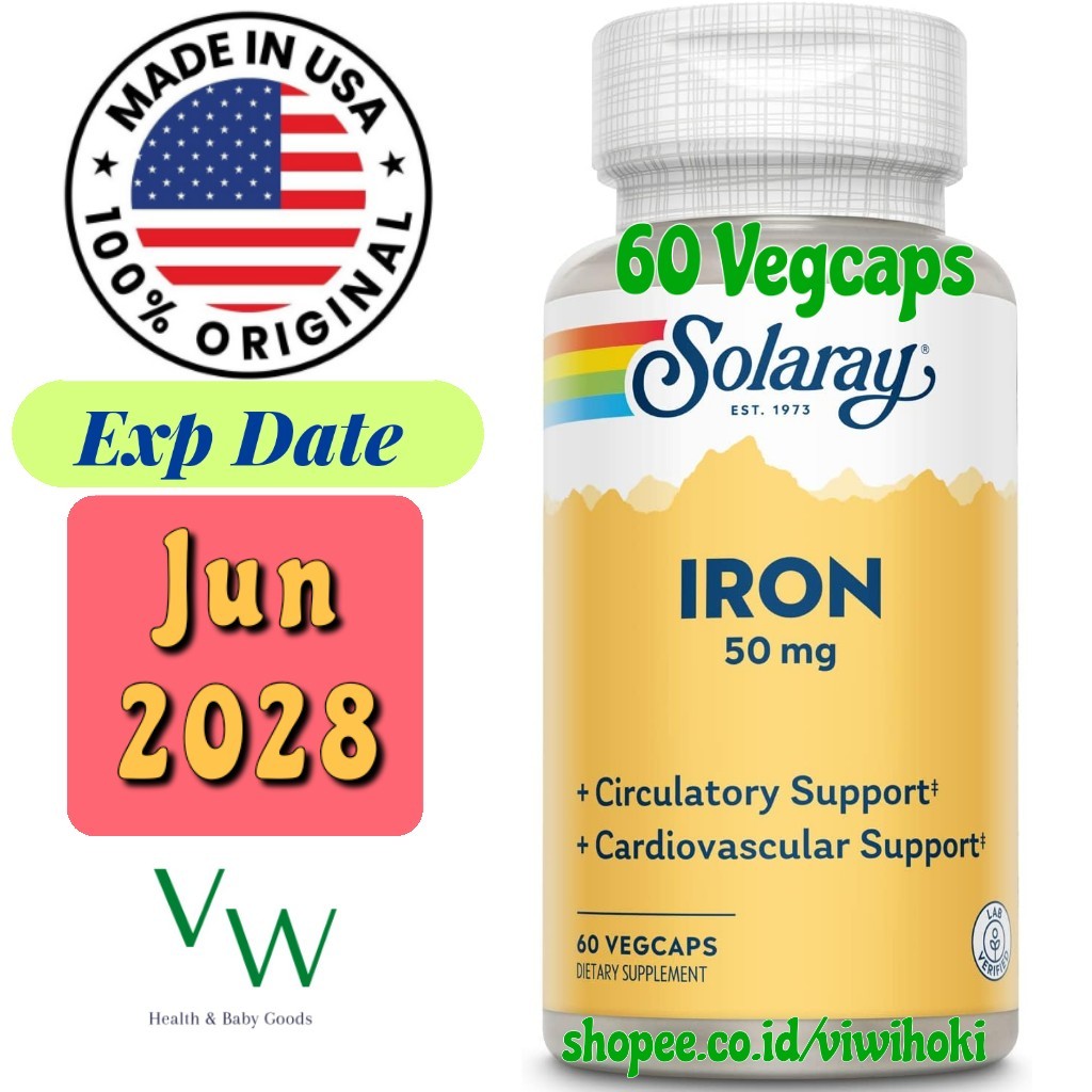 Jual Solaray Iron 50mg 60 vegcaps 50 mg ciculatory, cardiovascular ...