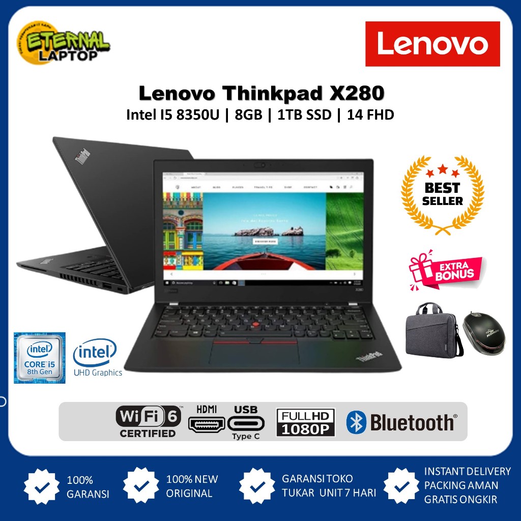 Jual Laptop Slim Lenovo Thinkpad X280 Core i5 Gen8 Ram 16GB SSD 512GB ...
