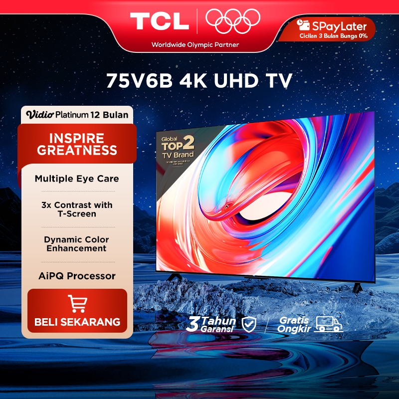 Jual [4K Big Google TV] TCL 75 Inch V6B - Smart UHD - T-Screen - Dolby Audio - HDR10 - AiPQ ...